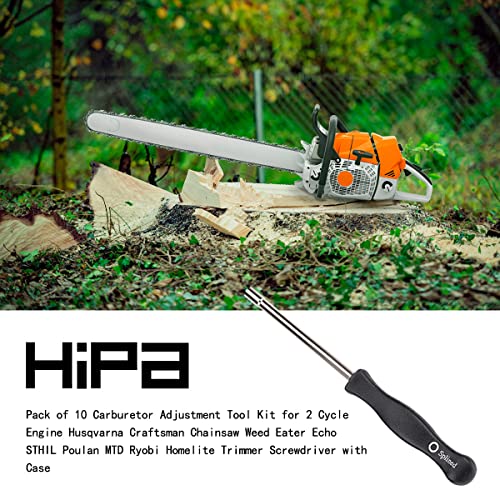 Hipa Pack of 10 Carburetor Adjustment Tool Kit for 2 Cycle Engine Husqvarna Craftsman Chainsaw Weed Eater Echo STHIL Poulan MTD Ryobi Homelite Trimmer Screwdriver with Case