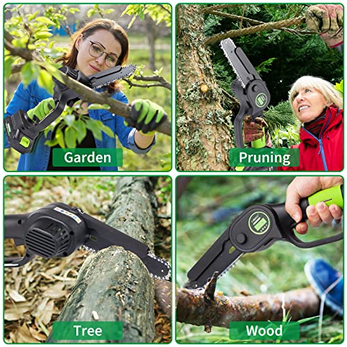 Mini Chainsaw Cordless 4&6 Inch,V-MODEST Brushless One-Handheld Electric Chain Saw with 2x24V Battery Powered, 23.4FT/s, Security Lock for Wood Cutting Tree Pruning(also for women)