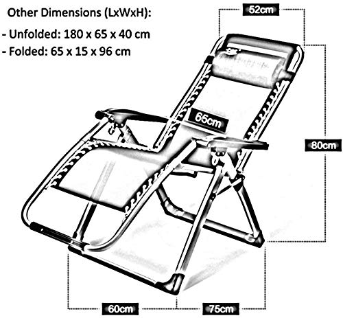 XZGDEN Lightweight Sun Lounger Camping Chairs Zero Gravity Reclining Garden Sun Lounger Chair with Adjustable Padded Headrest and Practical Cup Holder Portable Folding Recliner, Cushion Optional