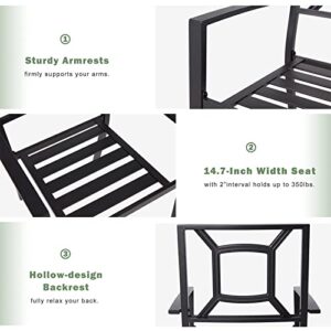 AECOJOY 4-Piece Outdoor Patio Dining Chairs, Arm Chairs with Heavy-Duty Metal Frame for Poolside, Backyard, Balcony, Garden, Porch, Set of 4, Black