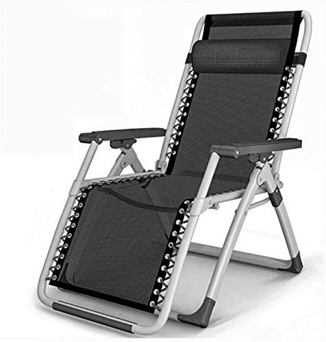 XZGDEN Lightweight Camping Chairs Garden Loungers Folding Chair Deck Chair Sunloungers,Patio Lounger Chair for Outdoor Beach Camping Chair Support 440lbs (Color : Black)