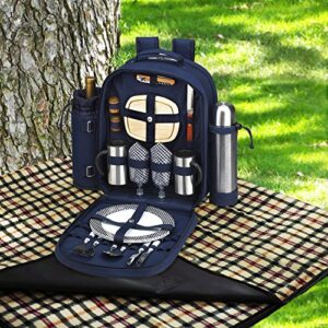 Picnic at Ascot Original Equipped 2 Person Picnic Backpack with Coffee Service, Cooler & Insulated Wine Holder - Designed & Assembled in the USA