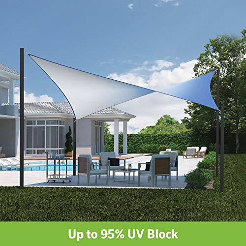 Coolaroo 95% UV Block Dualshade Outdoor Sun Shade Sail with Hardware Kit, 12' Square, Santorini