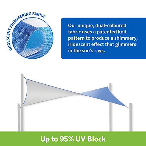 Coolaroo 95% UV Block Dualshade Outdoor Sun Shade Sail with Hardware Kit, 12' Square, Santorini