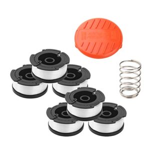 af-100 weed eater spool 6+1 pack 30ft 0.065” line string trimmer replacement spool for black+decker af+100 string trimmers, (6 replacement spool, 1 trimmer cap, 1 pack spring)