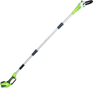 greenworks 40v 8-inch cordless pole saw, battery and charger not included, 20302