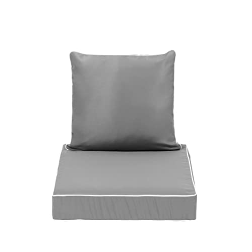 Maphissus Outdoor Deep Seat Cushions Set,24" X 24" Wicker Chair Cushions for Patio Sofa Furniture,Water Resistance Replacement Couch Seating Cushion with Back,Grey