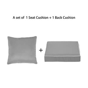 Maphissus Outdoor Deep Seat Cushions Set,24" X 24" Wicker Chair Cushions for Patio Sofa Furniture,Water Resistance Replacement Couch Seating Cushion with Back,Grey