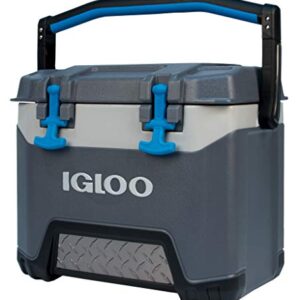 Igloo BMX 25 Quart Cooler with Cool Riser Technology, Fish Ruler, and Tie-Down Points - 11.29 Pounds - Carbonite Gray and Blue