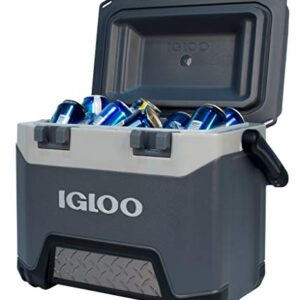 Igloo BMX 25 Quart Cooler with Cool Riser Technology, Fish Ruler, and Tie-Down Points - 11.29 Pounds - Carbonite Gray and Blue