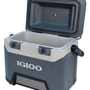 Igloo BMX 25 Quart Cooler with Cool Riser Technology, Fish Ruler, and Tie-Down Points - 11.29 Pounds - Carbonite Gray and Blue