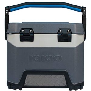 Igloo BMX 25 Quart Cooler with Cool Riser Technology, Fish Ruler, and Tie-Down Points - 11.29 Pounds - Carbonite Gray and Blue