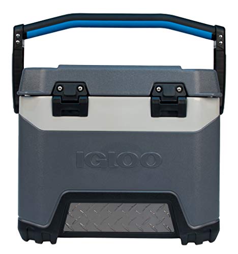 Igloo BMX 25 Quart Cooler with Cool Riser Technology, Fish Ruler, and Tie-Down Points - 11.29 Pounds - Carbonite Gray and Blue