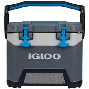 Igloo BMX 25 Quart Cooler with Cool Riser Technology, Fish Ruler, and Tie-Down Points - 11.29 Pounds - Carbonite Gray and Blue