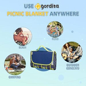 GORDITA Extra Large Picnic & Outdoor Blanket for Water-Resistant Handy Mat Tote Great for Outdoor Beach, Hiking Camping on Grass Waterproof Sand Proof (Bule)