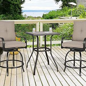 Rimba Patio Swivel Bar Stools Outdoor Bar Height Bistro Dining Chairs All-Weather Patio Metal Furniture Set with Armrest and Cushions, Set of 6