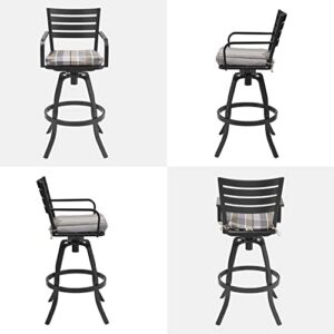 Pellebant Swivel Outdoor Bar Stools Set of 2, Patio Bar Dining Chairs with Cast Aluminum Frame, Sunbrella Cushion, Easy to Install, Champagne