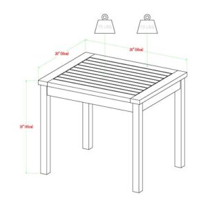 Walker Edison Rendezvous Modern 3 Piece Solid Acacia Wood Slat Back Outdoor Chair and Side Table Set, Set of 3, Dark Brown