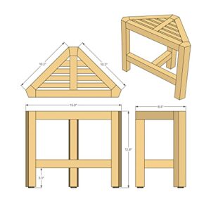 SPATEAK Asta Biro Solid Teak Shower/Bath/Spa Corner Foot Stool, Bath Corner Side Table, Fully Assembled, Collection, TB-008