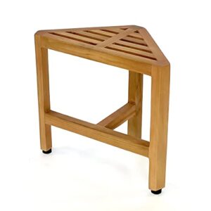 SPATEAK Asta Biro Solid Teak Shower/Bath/Spa Corner Foot Stool, Bath Corner Side Table, Fully Assembled, Collection, TB-008