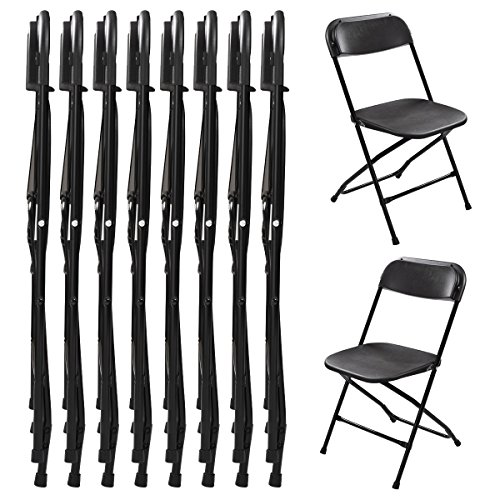 Sandinrayli Black Plastic Folding Chair Outdoor Patio Garden Wedding Party Event Furniture Chairs 8-Pack