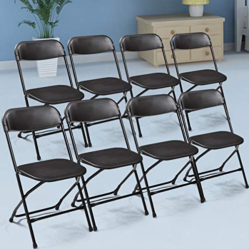 Sandinrayli Black Plastic Folding Chair Outdoor Patio Garden Wedding Party Event Furniture Chairs 8-Pack