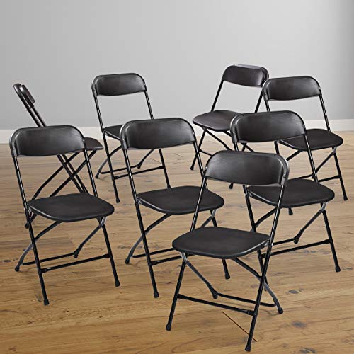 Sandinrayli Black Plastic Folding Chair Outdoor Patio Garden Wedding Party Event Furniture Chairs 8-Pack