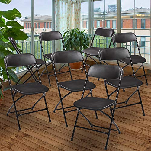 Sandinrayli Black Plastic Folding Chair Outdoor Patio Garden Wedding Party Event Furniture Chairs 8-Pack