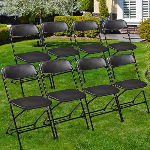 Sandinrayli Black Plastic Folding Chair Outdoor Patio Garden Wedding Party Event Furniture Chairs 8-Pack