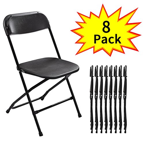 Sandinrayli Black Plastic Folding Chair Outdoor Patio Garden Wedding Party Event Furniture Chairs 8-Pack