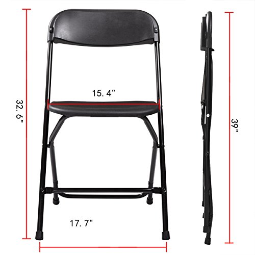 Sandinrayli Black Plastic Folding Chair Outdoor Patio Garden Wedding Party Event Furniture Chairs 8-Pack