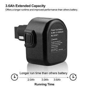 3.6Ah Replacement Battery Compatible with Dewalt 12V Battery DC9071 DW9072 DW9071 DE9037 DE9071 DE9072 DE9074 DE9075 Cordless Tools 2Pack