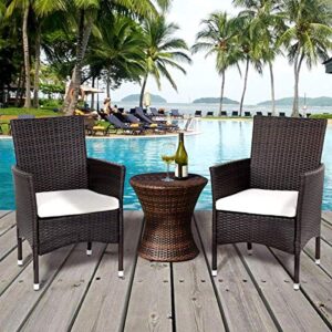 COSTWAY Pcs Patio Armchair Single Chair Outdoor Modern Wicker Rattan PE Furniture Sofa Set W (Mixed Brown with 2 Cushion Covers), Brown, Brown