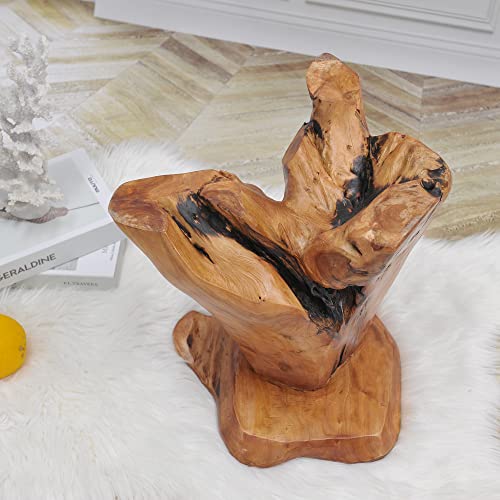 Warmaxx Cedar Natural Shape Tree Stump Stool 13.5"x12"x14"H Solid Wood End Table Rustic Plant Stand Live Edge Coffee Table for Living Room Bedroom Patio Accent Side Table Outdoor Garden Sit Foot Stool