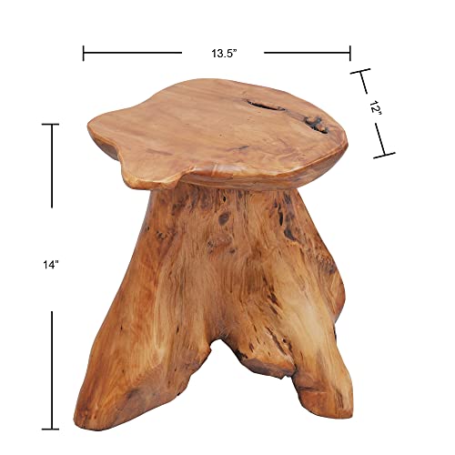 Warmaxx Cedar Natural Shape Tree Stump Stool 13.5"x12"x14"H Solid Wood End Table Rustic Plant Stand Live Edge Coffee Table for Living Room Bedroom Patio Accent Side Table Outdoor Garden Sit Foot Stool