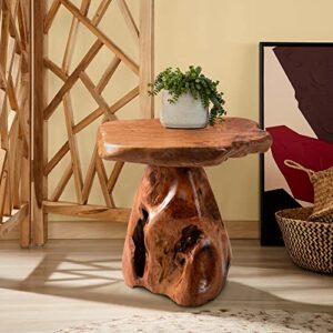 Warmaxx Cedar Natural Shape Tree Stump Stool 13.5"x12"x14"H Solid Wood End Table Rustic Plant Stand Live Edge Coffee Table for Living Room Bedroom Patio Accent Side Table Outdoor Garden Sit Foot Stool