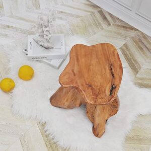 Warmaxx Cedar Natural Shape Tree Stump Stool 13.5"x12"x14"H Solid Wood End Table Rustic Plant Stand Live Edge Coffee Table for Living Room Bedroom Patio Accent Side Table Outdoor Garden Sit Foot Stool