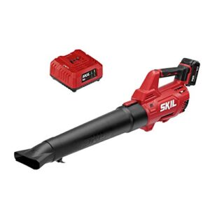 skil bl4714b-10 pwr core 20 brushless 400 cfm leaf blower kit, includes 4.0ah battery and charger