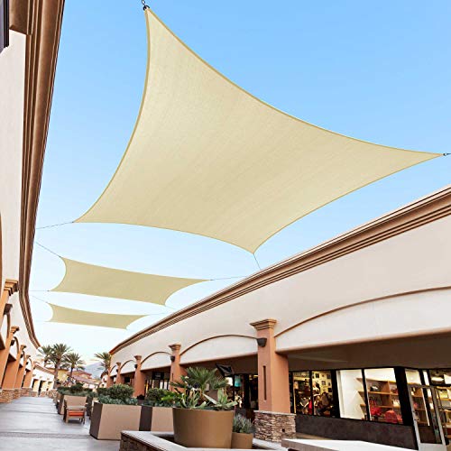 Royal Shade 12' x 16' Beige Rectangle Sun Shade Sail Canopy Outdoor Patio Fabric Shelter Cloth Screen Awning - 95% UV Protection, 200 GSM, Heavy Duty, 5 Years Warranty, We Make Custom Size