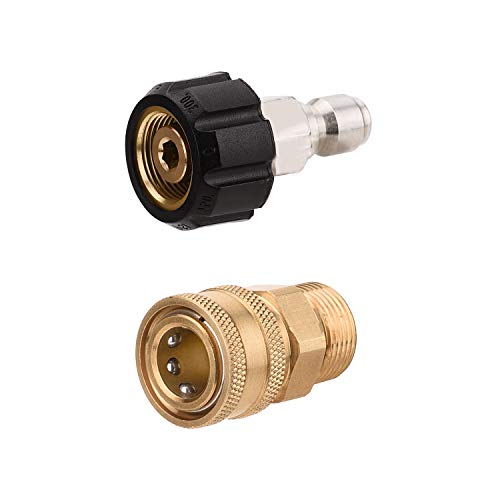 FUNTECK Pressure Washer Adapter Kit, 3/8 in Quick-Connect x M22-14mm Connections, 5000 PSI Quick-Connect High Pressure Hose Connect Kit