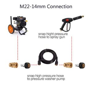 FUNTECK Pressure Washer Adapter Kit, 3/8 in Quick-Connect x M22-14mm Connections, 5000 PSI Quick-Connect High Pressure Hose Connect Kit