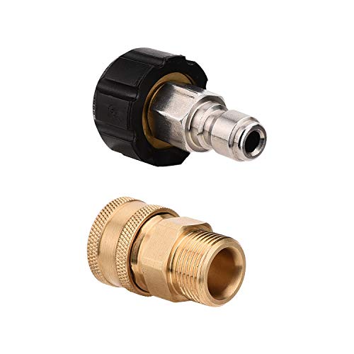 FUNTECK Pressure Washer Adapter Kit, 3/8 in Quick-Connect x M22-14mm Connections, 5000 PSI Quick-Connect High Pressure Hose Connect Kit