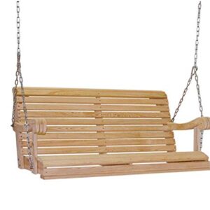 Ecommersify Inc 4 Feet Ft Made in The USA Cypress Lumber Roll Back Porch Swing with Rot-Resistant Cypress Eternal Wood. Stainless Steel Fasteners