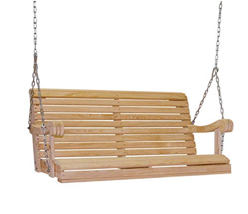 Ecommersify Inc 4 Feet Ft Made in The USA Cypress Lumber Roll Back Porch Swing with Rot-Resistant Cypress Eternal Wood. Stainless Steel Fasteners