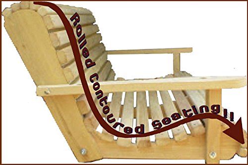 Ecommersify Inc 4 Feet Ft Made in The USA Cypress Lumber Roll Back Porch Swing with Rot-Resistant Cypress Eternal Wood. Stainless Steel Fasteners