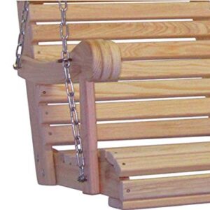 Ecommersify Inc 4 Feet Ft Made in The USA Cypress Lumber Roll Back Porch Swing with Rot-Resistant Cypress Eternal Wood. Stainless Steel Fasteners