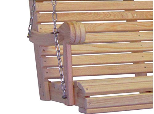 Ecommersify Inc 4 Feet Ft Made in The USA Cypress Lumber Roll Back Porch Swing with Rot-Resistant Cypress Eternal Wood. Stainless Steel Fasteners