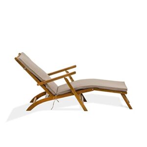 East West Furniture BSLCDNA Salinas Patio Chaise Lounge - Outdoor Acacia Wood Sunlounger Chairs for Poolside, Deck, Lawn, 59x21x35 Inch, Natural Oil