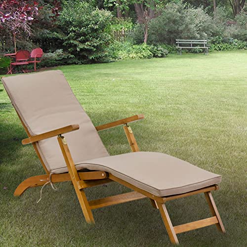 East West Furniture BSLCDNA Salinas Patio Chaise Lounge - Outdoor Acacia Wood Sunlounger Chairs for Poolside, Deck, Lawn, 59x21x35 Inch, Natural Oil