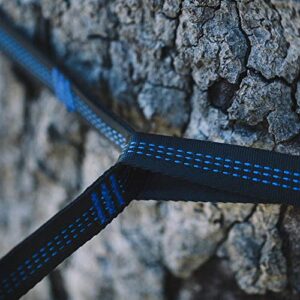 Wise Owl Outfitters Talon Hammock Straps - Combined 20 Ft Long, 38 Loops W/ 2 Carabiners - Easily Adjustable, Tree Friendly Must Have Gear for Camping Hammocks Like Eno Blue Stitching